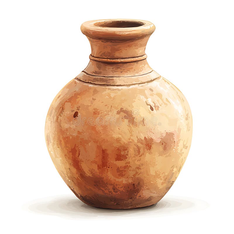Ancient Earthen Pot with Textured Surface and Shadow Stock Illustration ...
