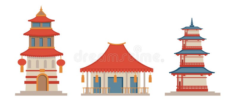 Ancient Eastern Architecture Icons Vector Stock Vector - Illustration ...