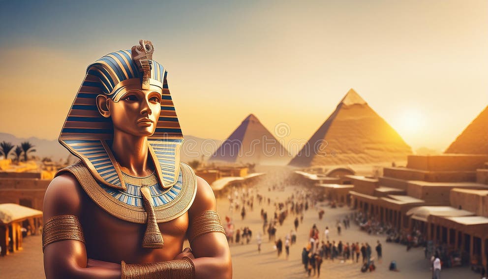 Ancient Egypt - a Bustling Scene in Ancient Egypt with Pyramids ...