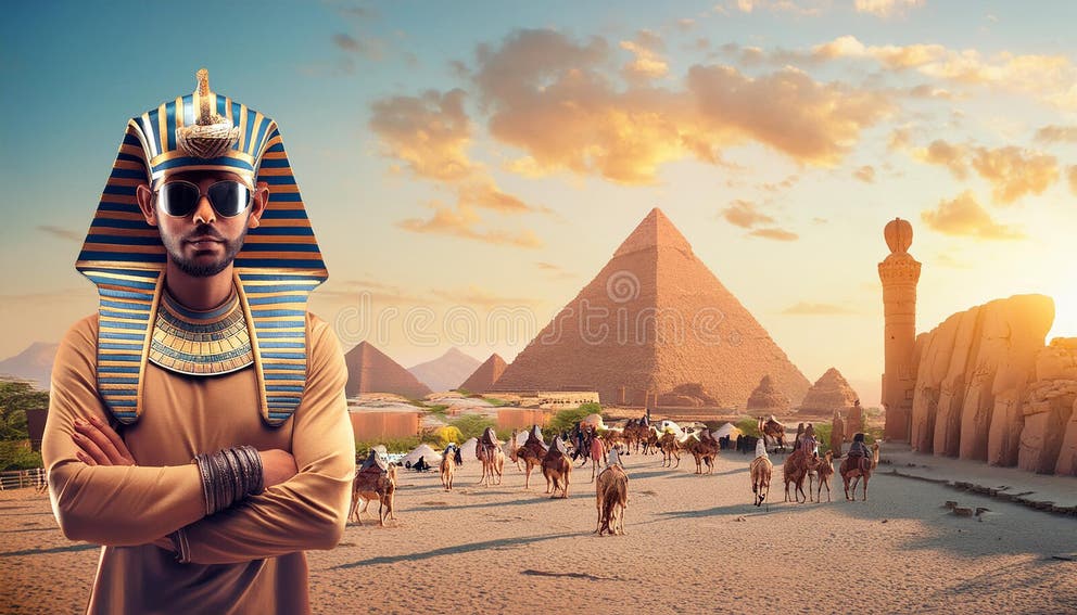 Ancient Egypt - a Bustling Scene in Ancient Egypt with Pyramids ...
