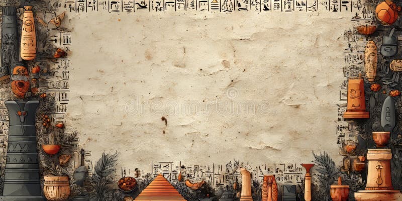 Ancient Egypt History Background with Hieroglyphs and Parchment Border ...