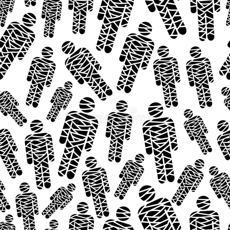 Ancient Egypt Mummy Black and White Seamless Pattern Stock Vector ...