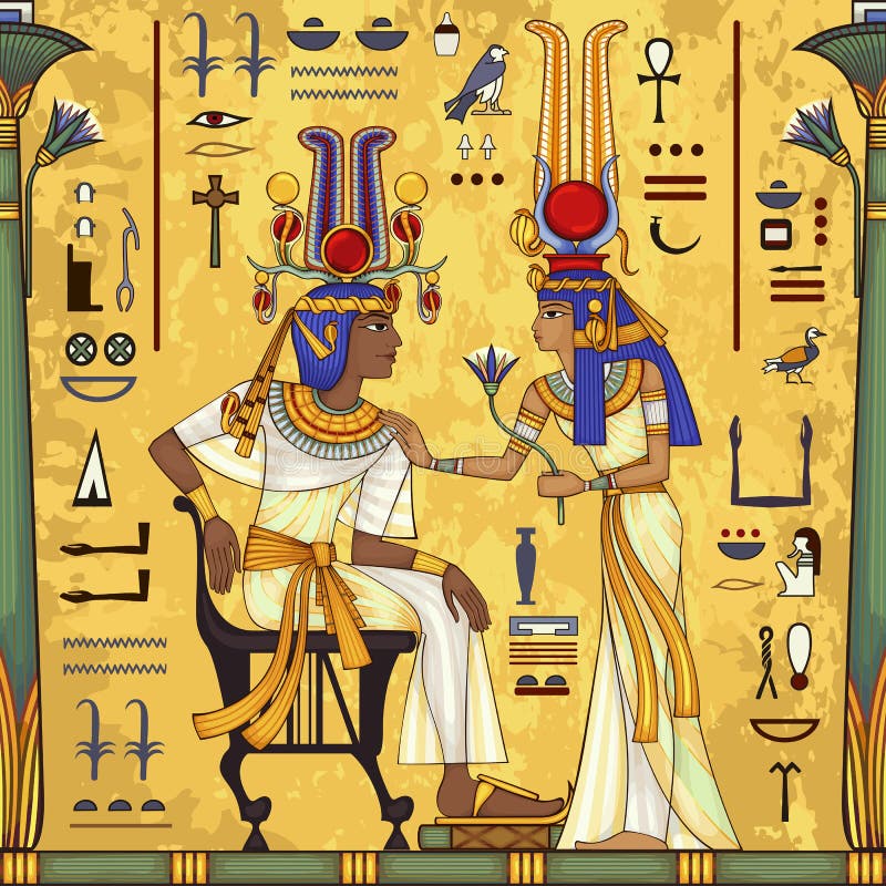 Ancient Egypt Mural.Egyptian Mythology Stock Vector - Illustration of ...
