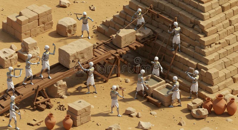 Ancient Egypt Pyramid Under Construction by Humanoid Robots in ...
