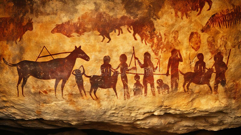 Ancient Egypt Scene with People in Cave, 3d Rendering. Computer Digital ...