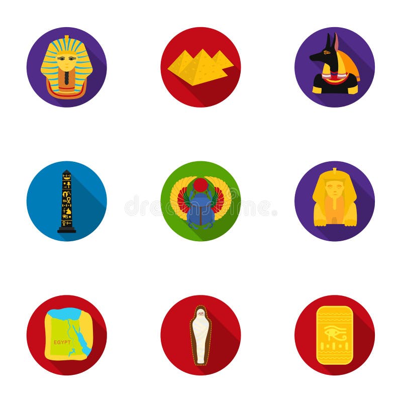 Ancient Egypt Set Icons in Flat Style. Big Collection of Ancient Egypt Vector Symbol Stock ...