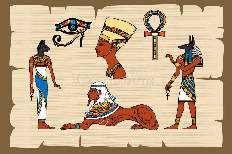 Ancient Egypt Symbols On Papyrus Stock Vector - Illustration of sign ...