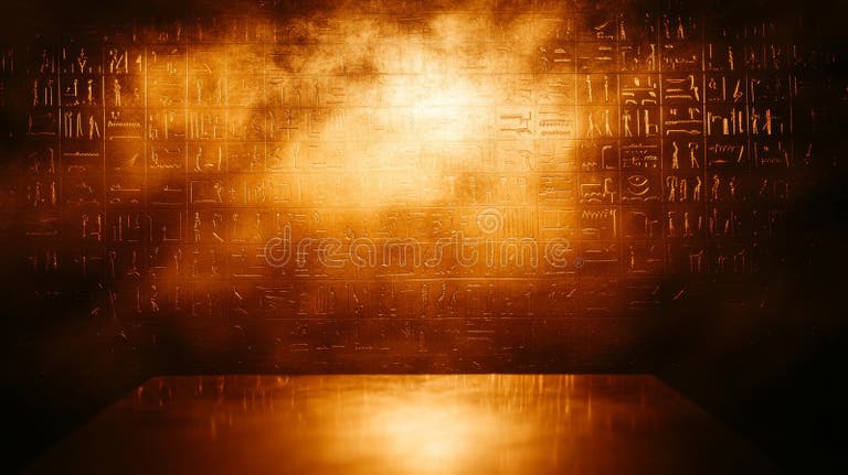 Ancient Egyptian Background, Hieroglyph Wall with Smoke, and Light on ...