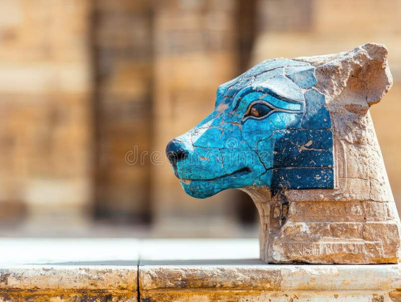 Ancient Egyptian Blue Painted Statue of Anubis Stock Illustration ...