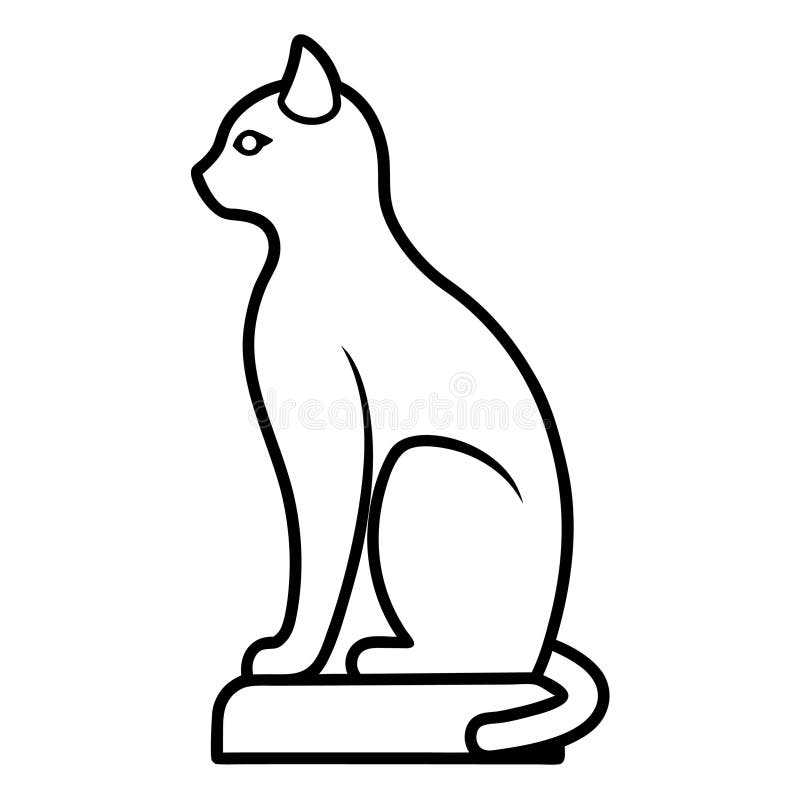 Ancient Egyptian Cat Statue Outline - Bastet Goddess Icon Stock Vector - Illustration of elegant ...