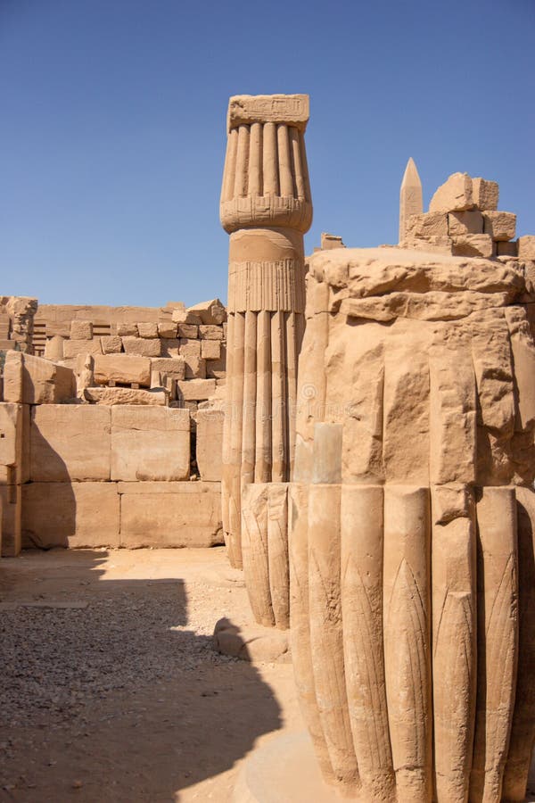 Ancient Egyptian Columns in the Form of a Flower Editorial Stock Photo ...