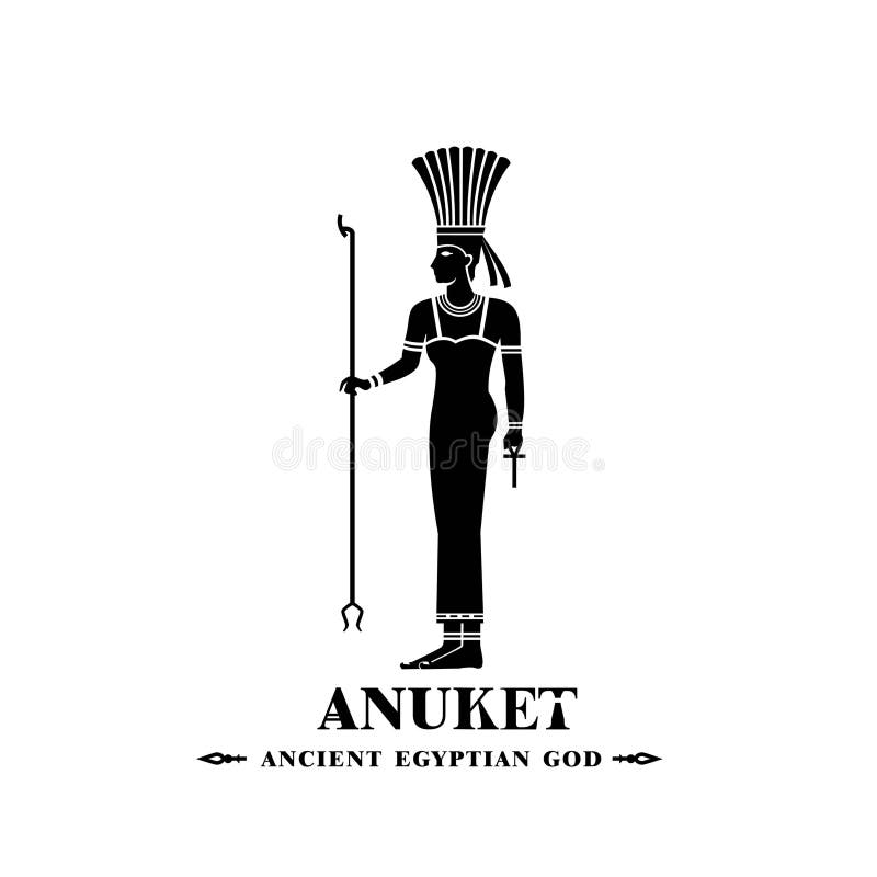 Ancient Egyptian God Anuket Silhouette Stock Vector - Illustration of ...
