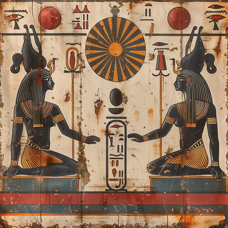 Ancient Egyptian Hieroglyphic Artwork Stock Illustration - Illustration ...