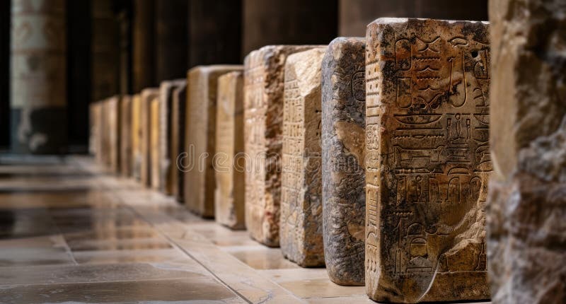 Ancient Egyptian Hieroglyphic Stone Tablets Stock Illustration ...
