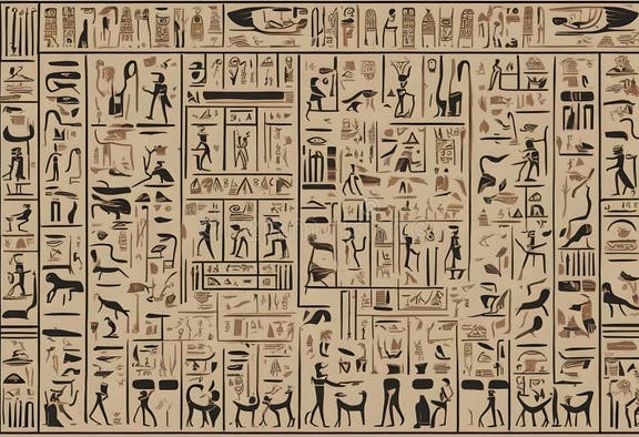Ancient Egyptian Hieroglyphics Pattern To Further Creative Work Stock ...