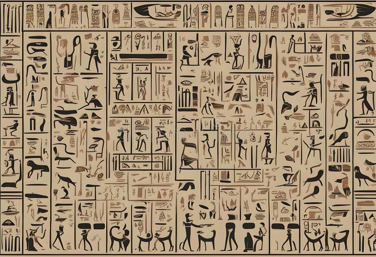 Ancient Egyptian Hieroglyphics Pattern To Further Creative Work Stock ...