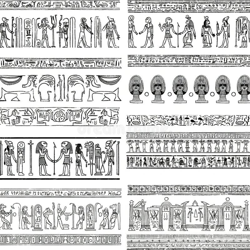 Ancient Egyptian Hieroglyphs and Art are Depicted in Multiple ...