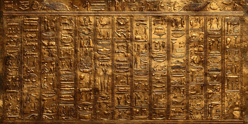 Ancient Egyptian Hieroglyphs Golden Texture Background Stock ...