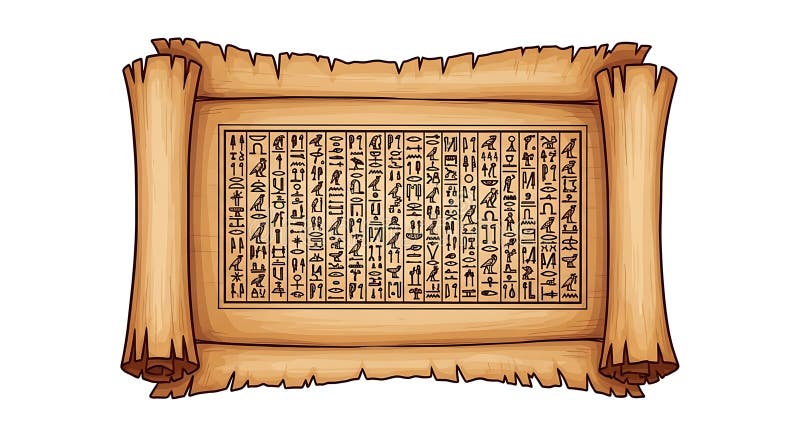 Ancient Egyptian Hieroglyphs on a Papyrus Scroll for Historical Designs ...