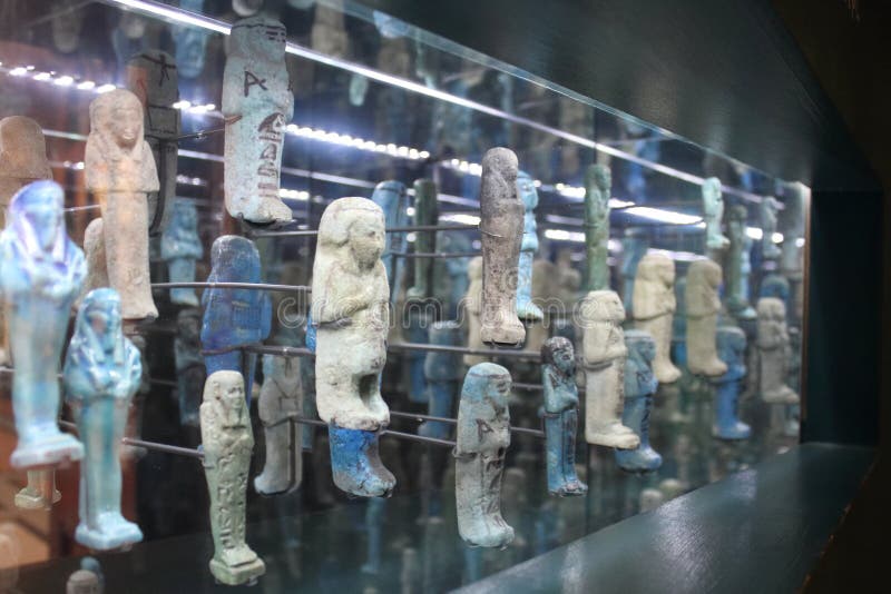 Ancient Egyptian Miniature Statues in a Museum Editorial Stock Photo ...