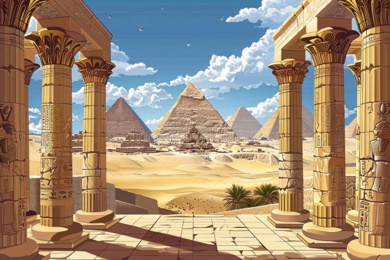 Ancient Egyptian Monument Complex with Three Large Pyramids, One of the ...