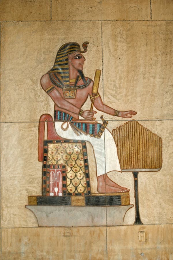 Ancient Egyptian Painted Relief Stock Image - Image of background ...