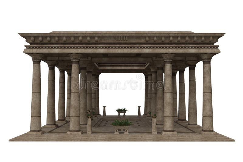 Ancient Egyptian Palace or Temple Atrium Stone Building. Isolated 3D ...