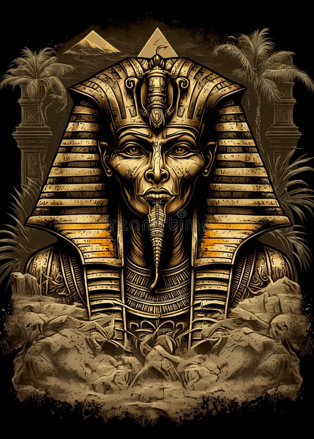 Ancient Egyptian Pharaoh. Poster Artwork, Tshirt Design Stock ...