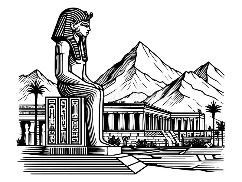 Ancient Egyptian Scene Goddess and Nile Vector Stock Vector ...