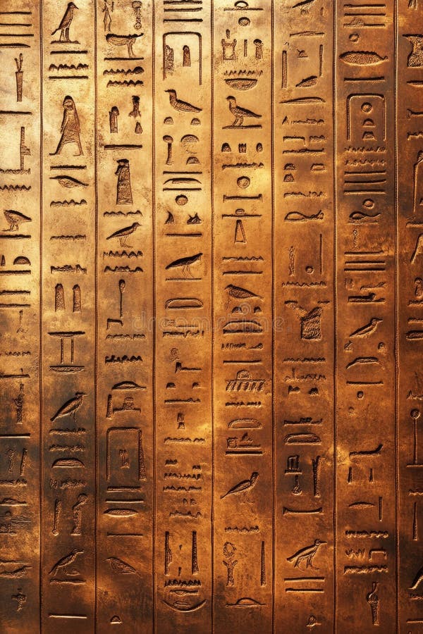 Ancient Egyptian Script a Copper Wall Adorned with Detailed Hieroglyphs ...