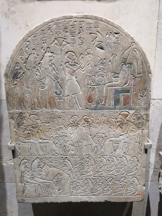 Ancient Egyptian Script Hieroglyphs Feasting Carved Stone Stock Image ...