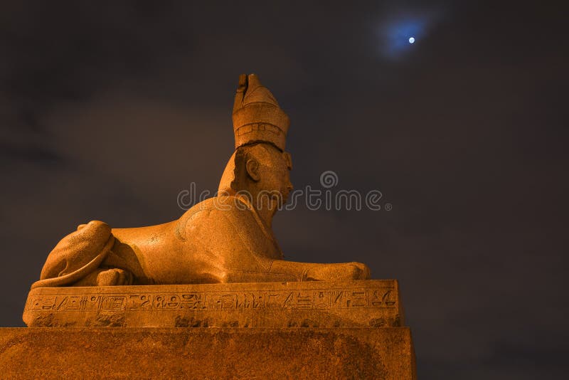 Ancient Egyptian Sphinx Sculpture Against the Night Sky Stock Photo ...