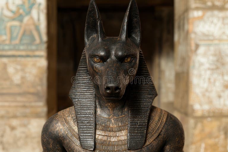 Ancient Egyptian Statue of Anubis Deity Stock Illustration ...