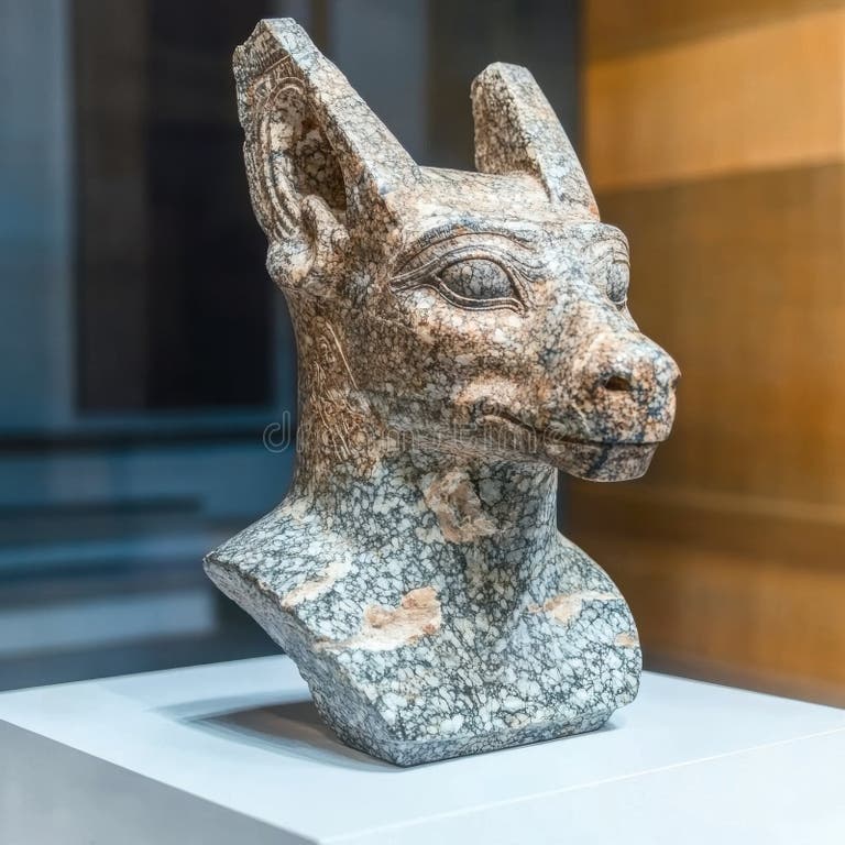 Ancient Egyptian Statue of Anubis on Display. Stock Illustration ...