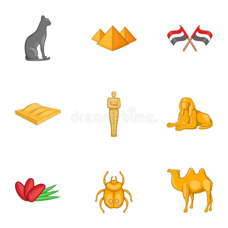 Ancient Egyptian Symbol Icons Set, Cartoon Style Stock Vector ...