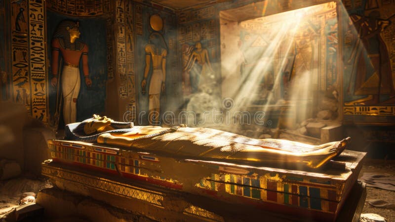 Ancient Egyptian Temple Interior with Sunlight Streaming in through the ...