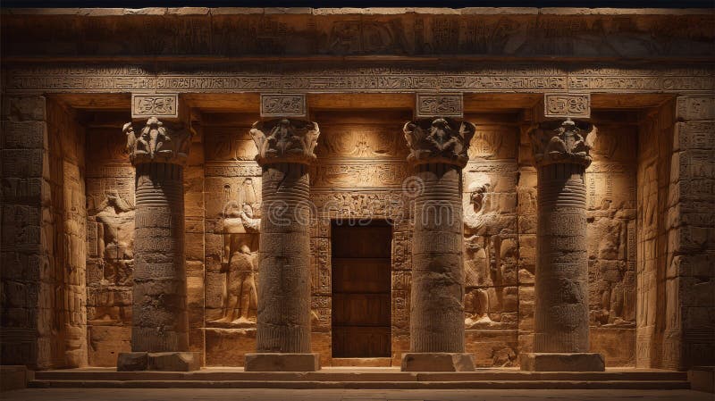 Ancient Egyptian Temple Stone Column Hieroglyph Relief Architecture ...