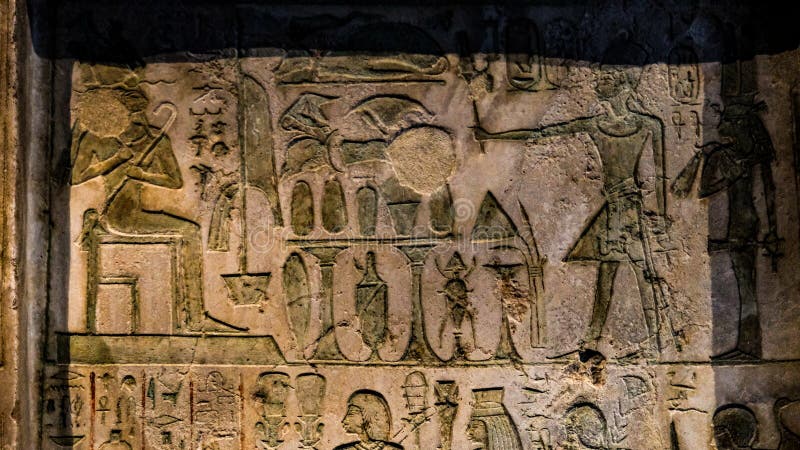 Ancient Egyptian Wall Carvings Exhibited in a Museum Editorial ...