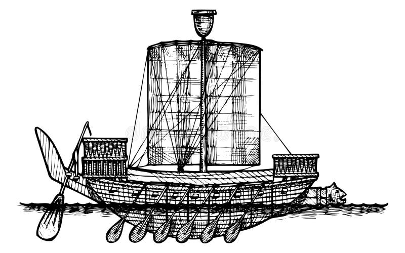 Ancient Egyptian warship. stock vector. Illustration of nautical - 36540231