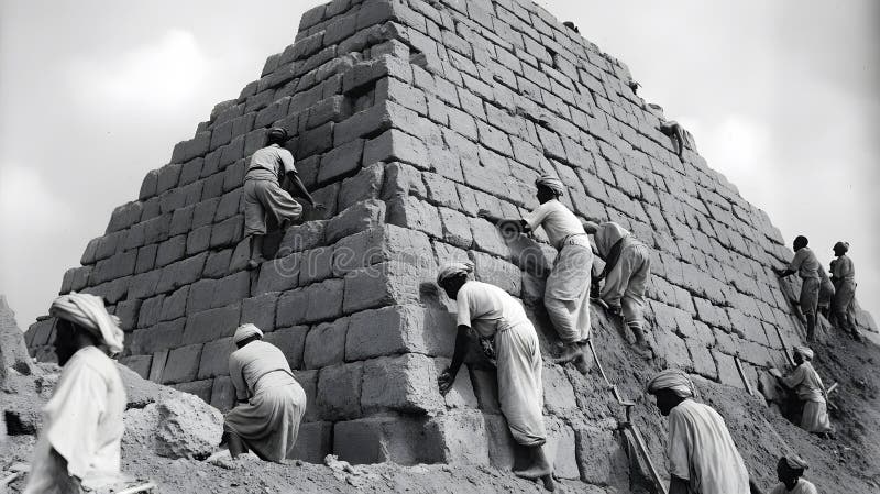 Ancient Egyptian Workers Building the Pyramids. Stock Image - Image of ...