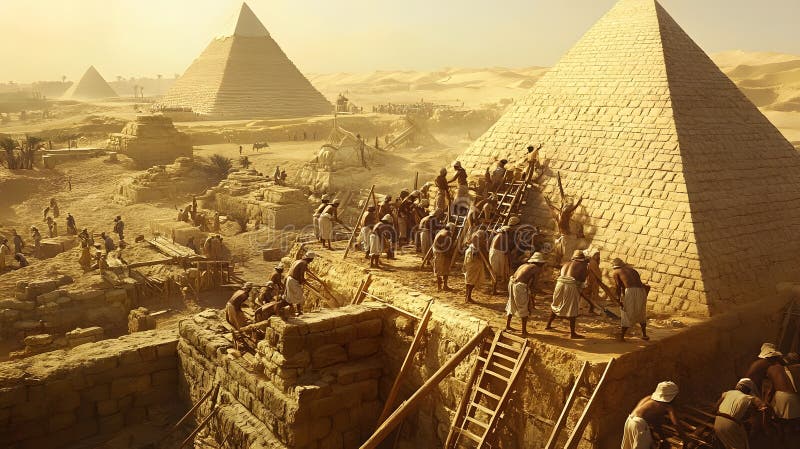 Ancient Egyptian Workers Building the Pyramids. Stock Photo - Image of ...