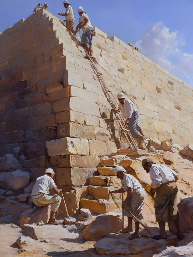 Ancient Egyptian Workers Building the Pyramids. Stock Image - Image of ...