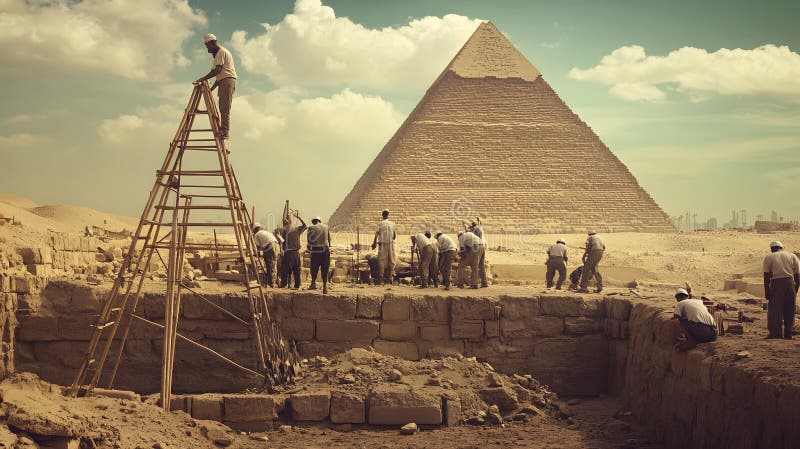Ancient Egyptian Workers Building the Pyramids. Stock Photo - Image of ...