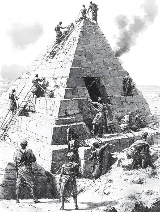 Ancient Egyptian Workers Building the Pyramids. Stock Image - Image of ...