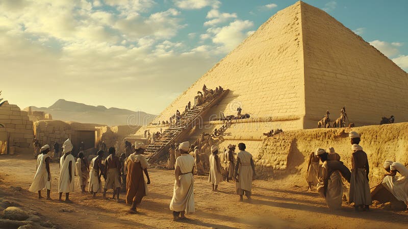 Ancient Egyptian Workers Building the Pyramids. Stock Image - Image of ...