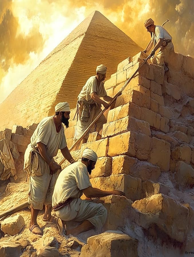 Ancient Egyptian Workers Building the Pyramids. Stock Image - Image of ...