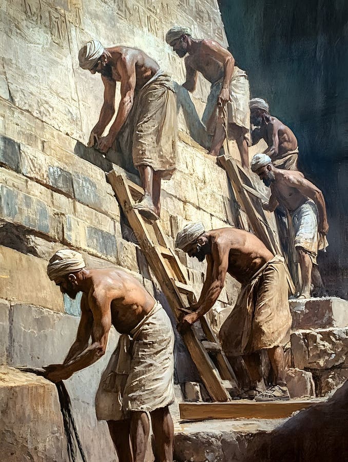 Ancient Egyptian Workers Building the Pyramids. Stock Photo - Image of ...