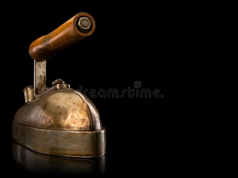 The Ancient Electric Iron with the Wooden Handle Stock Image - Image of ...