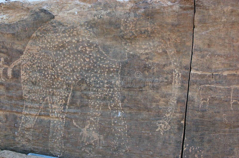 Ancient Elephant Carving on Nile Rock Stock Photo - Image of ...