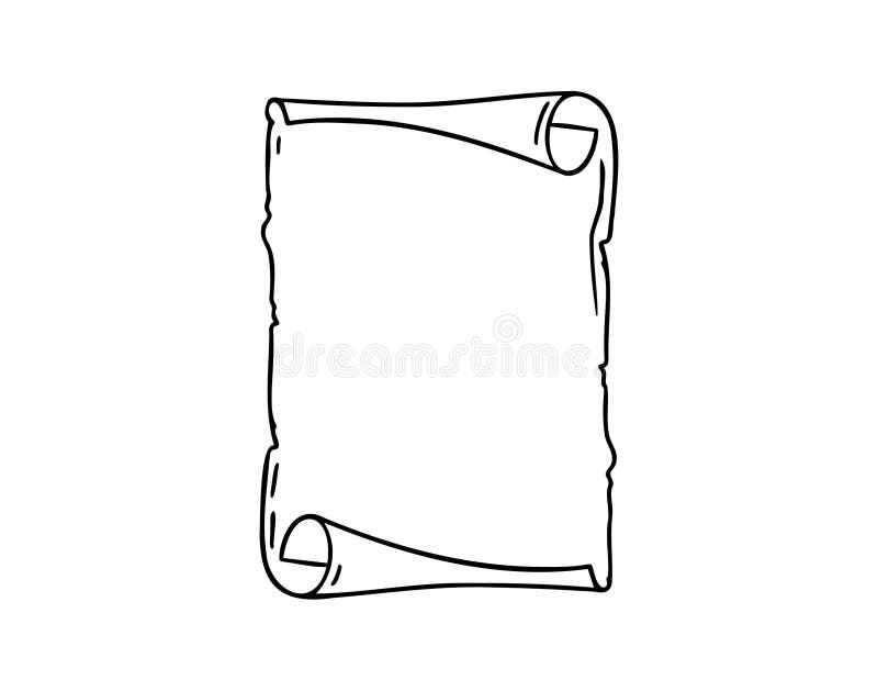 Ancient Empty Scroll Doodle Hand Drawn, Ancient Medieval Paper Outline ...